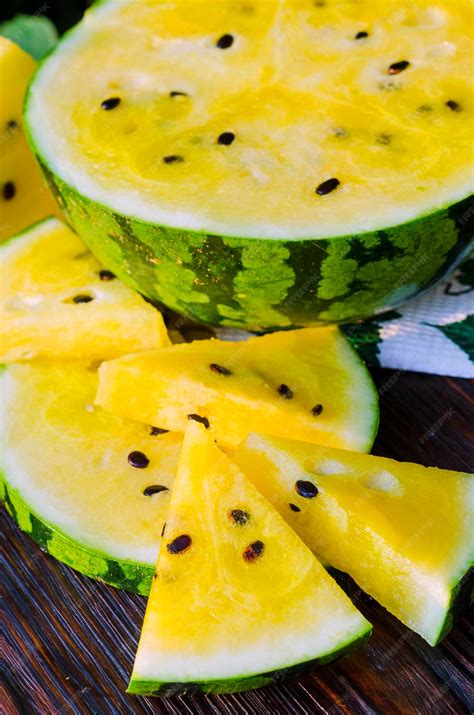 Premium Photo Atermelon With Yellow Pulp On The Table