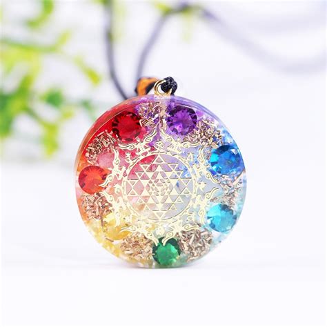 Stunning Rainbow Orgonite Pendant Necklace Orgone Pyramids