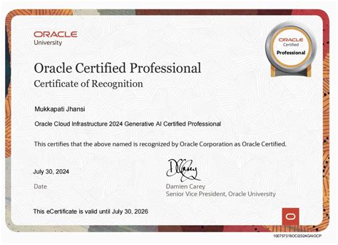 Oraclecertified Generativeai Cloudinfrastructure Professionalgrowth Mukkapati Jhansi