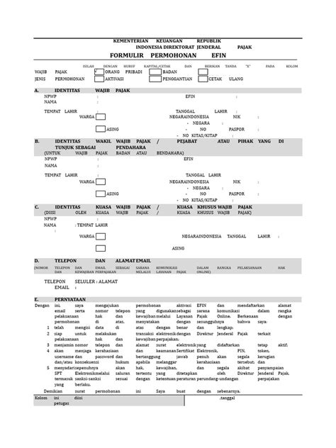 Permohonan Aktivasi Efin Pajak Online Pdf