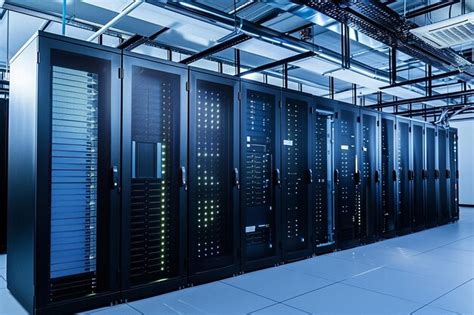 Elegant Minimalism In Server Room Setup Premium Ai Generated Image