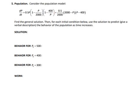 Solved Population Consider The Population Model Chegg