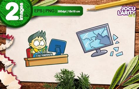 Funny Broken Computer Cartoon Vector Graphic By Jocularityart