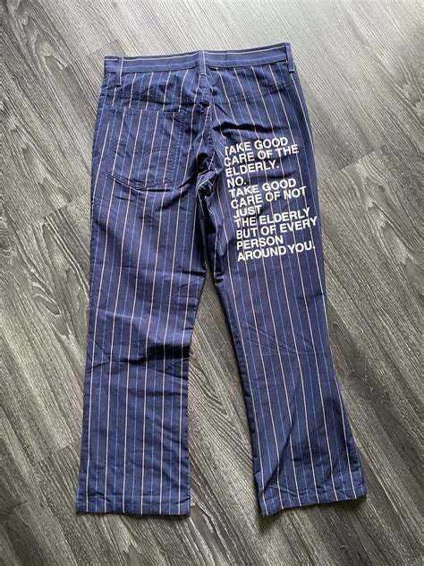Junya Watanabe Ss02 Pinstripe Poem Pants Grailed