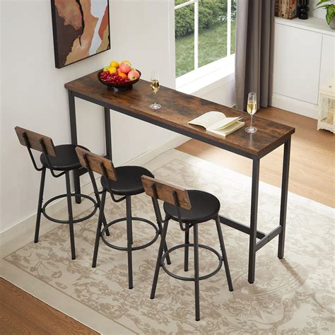 Tmsan 63 L Bar Table And Chairs Set For 3 4 Piece Long