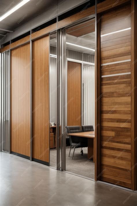 Sistema De Partición De Oficinas De Madera Y Aluminio Foto Premium