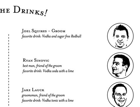 Wedding Party Drink Menu On Behance