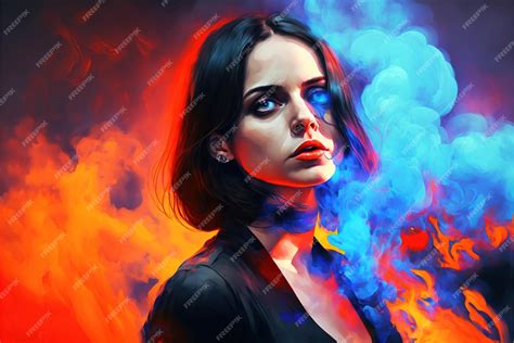 Premium Photo Portrait Of The Beautiful Girl In Colorful Smoke