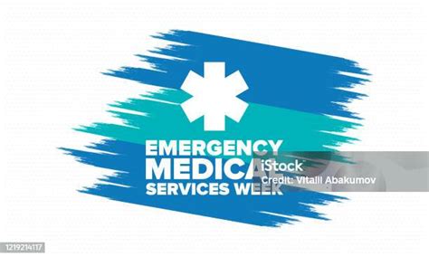 5 월 응급 의료 서비스 주간 미국에서 매년 축하 제어 및 보호 의료 의료 디자인 포스터 카드 배너 및 배경 벡터 일러스트레이션
