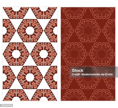 기하학적 꽃의 완벽 한 현대 손으로 그린 패턴의 집합입니다 백색과 갈색 색상입니다 벡터 일러스트입니다 0명에 대한 스톡 벡터 아트 및 기타 이미지 Istock