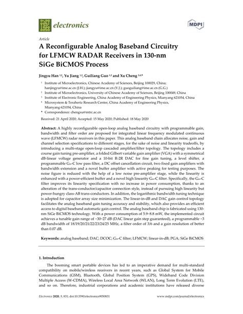 pdf a reconfigurable analog baseband circuitry for lfmcw radar