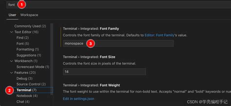vscode设置编辑器字体和terminal字体 vscode terminal 字体 csdn博客