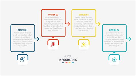 Four Step Infographic Label Design Template With Line Icons Process Steps Diagram