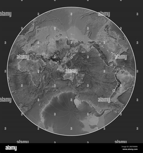 Woodlark Tectonic Plate On The Grayscale Elevation Map In The Lagrange Oblique Projection