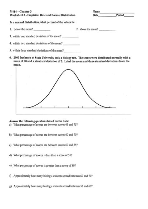 Solved Name Date M414 Chapter 3 Worksheet 3 Empirical Rule