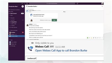 Webex Call Integration With Slack