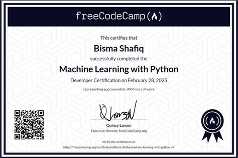 Successfully Earned The Machine Learning Certificate From Freecodecamp