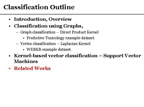 Graph Classification Classification Outline Introduction Overview