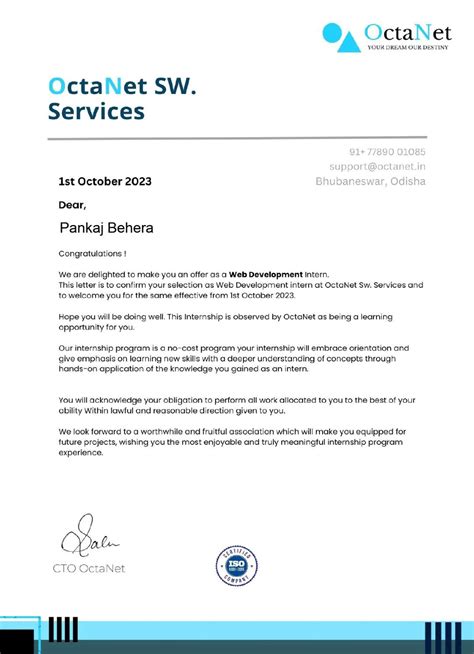 Pankaj Behera On Linkedin Octanetsoftwareservices Webdevelopment Intership