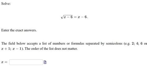 Solved Solve 6 X 6 Enter The Exact Answers The Field