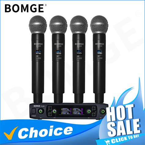 4채널블루투스마이크 Bomge 전문 무선 마이크 4 채널 가라오케 휴대용 시스템 홈 회의 티몬