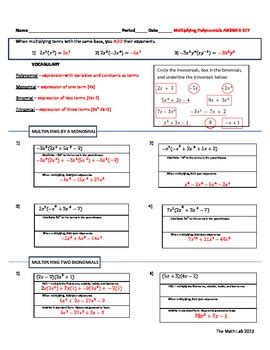 Multiplying Polynomials Guided Notes By The Math Lab TPT