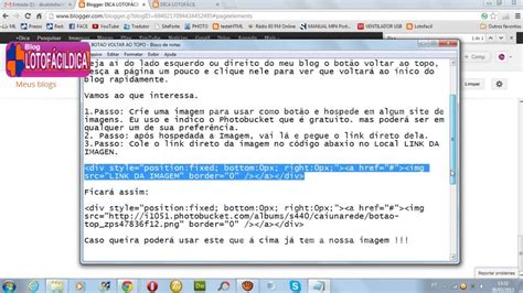 Como Colocar Botão Voltar Ao Topo No Blog Blogger Blogspot Youtube