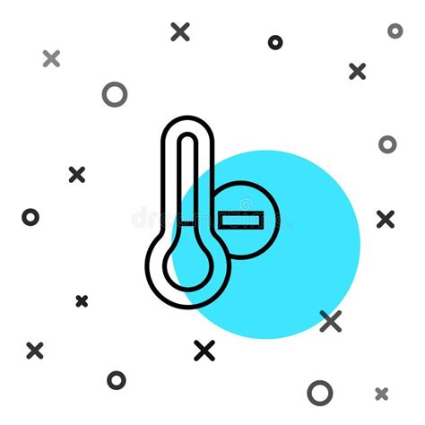 Black Line Meteorology Thermometer Measuring Icon Isolated On White