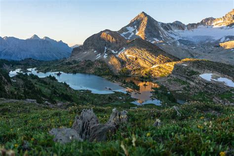 Sunrise At Limestone Lakes Height Of The Rockies Provincial Park Stock