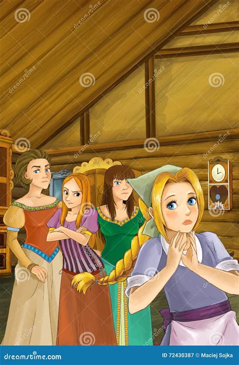 Three Sisters Vintage Illustration Cartoon Vector