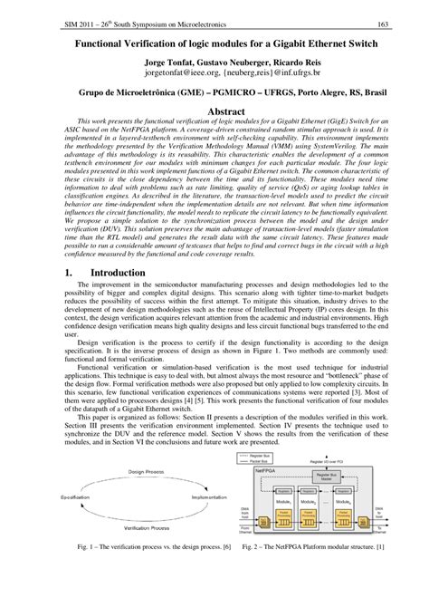 Pdf Functional Verification Of Logic Modules For A Gigabit Ethernet