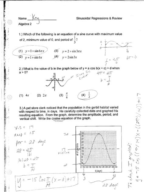 Sinusoidal Regression Homework Key Pdf