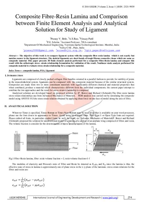Pdf Composite Fibre Resin Lamina And Comparison Between Finite