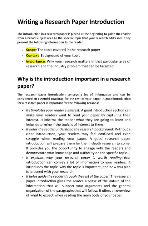 Writing A Research Paper Introduction Writing A Research Paper Introduction The Introduction