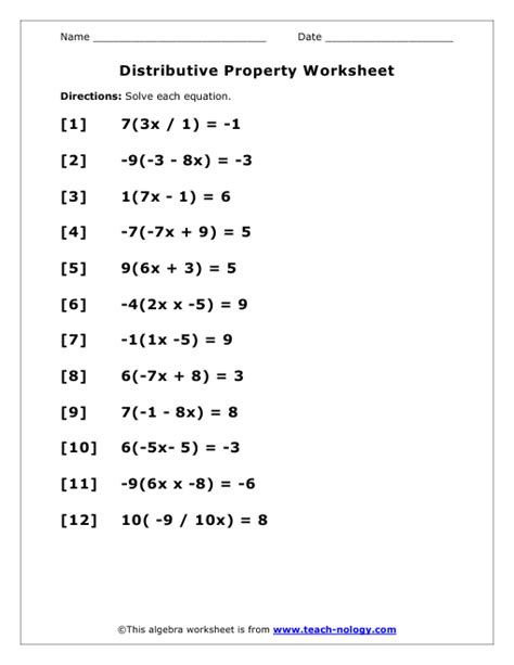 Distributive Property Of Addition Worksheets