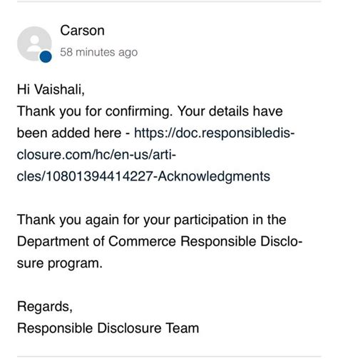 Cybersecurity Ethicalhacking Halloffame Usdepartmentofcommerce Infosec Vaishali Thakur