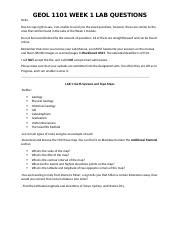 GEOL Week Lab Questions Summer I Docx GEOL WEEK LAB QUESTIONS Hello Due To Copy