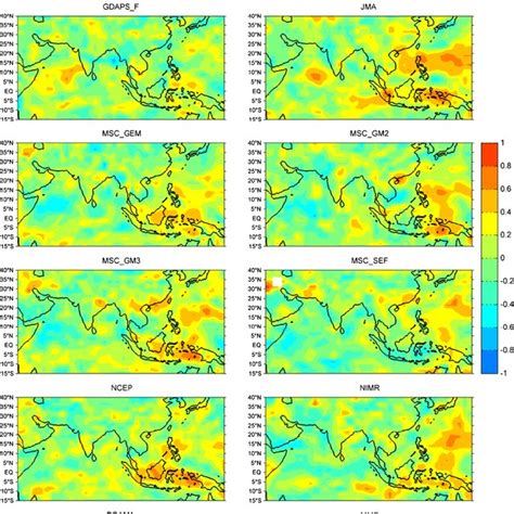 Spatial Map Of Correlation Between Observed And Model Simulated Rainfall Download Scientific