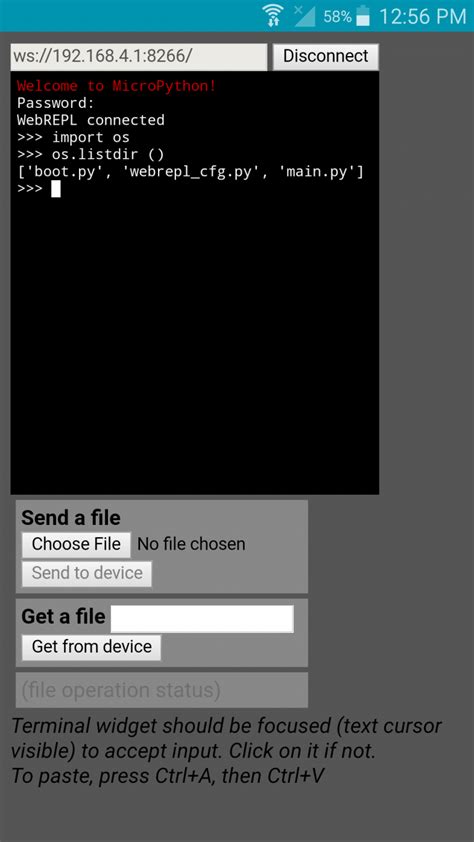 Micropython Webrepl On Android Microcontroller Electronics Micropython Webrepl On Android Microcontroller Electronics