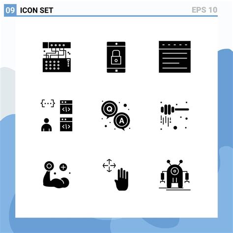 9 Creative Icons Modern Signs And Symbols Of Development Coding Mobile Browser Website Editable