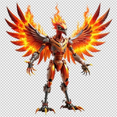 Premium Psd A Fire Phoenix Robot