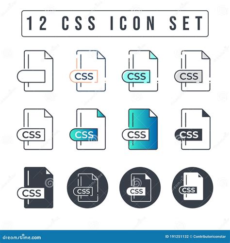 Css File Format Icon Set 12 Css Icon Set Stock Vector Illustration Of Document Files 191251132