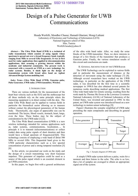 Pdf Design Of A Pulse Generator For Uwb Communications