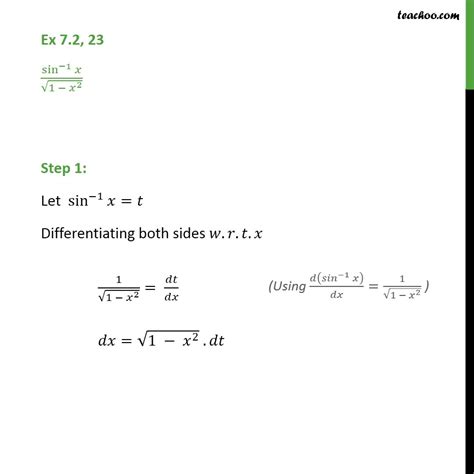 Ex 72 23 Integrate Sin 1 X Root1 X2 Class 12