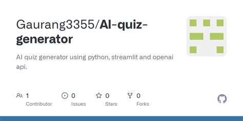 Github Gaurang3355ai Quiz Generator Ai Quiz Generator Using Python Streamlit And Openai Api