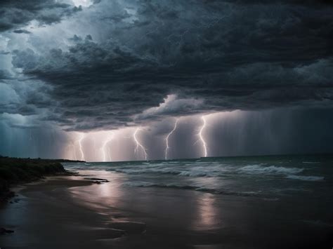 Premium Ai Image An Illustration Of Thunderclouds With Lightning Strikes