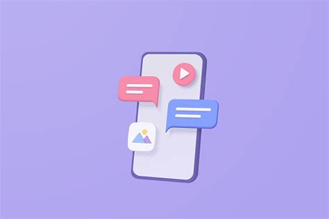 거품 플랫폼에서 비디오 및 사진과 3d 벡터 소셜 미디어 음성 개념의 텍스트 교체를위한 온라인 소셜 이모티콘 채팅 연설 보라색 배경 3d 벡터와 채팅 메시지 0명에 대한