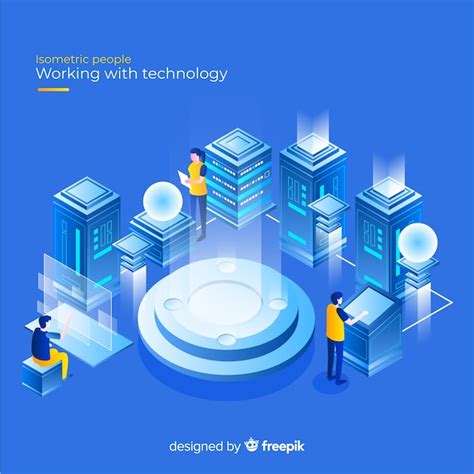 기술 협력 사람들의 아이소 메트릭 개념 무료 벡터