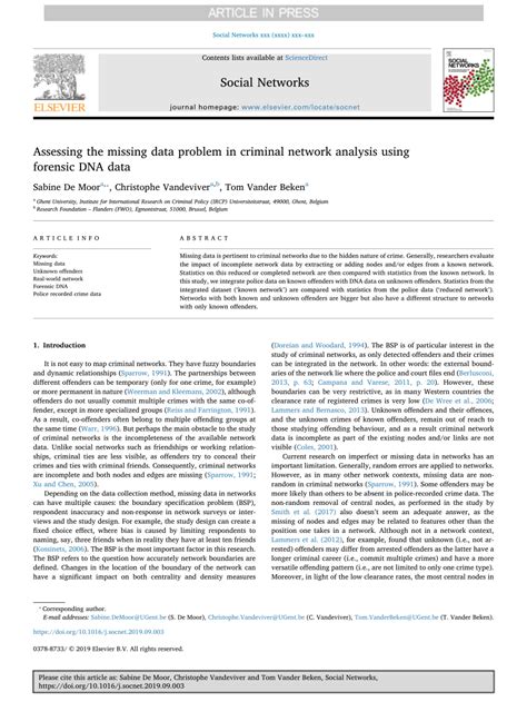 pdf assessing the missing data problem in criminal network analysis