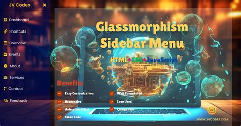 Glassmorphism Sidebar Menu Using Html And Css
